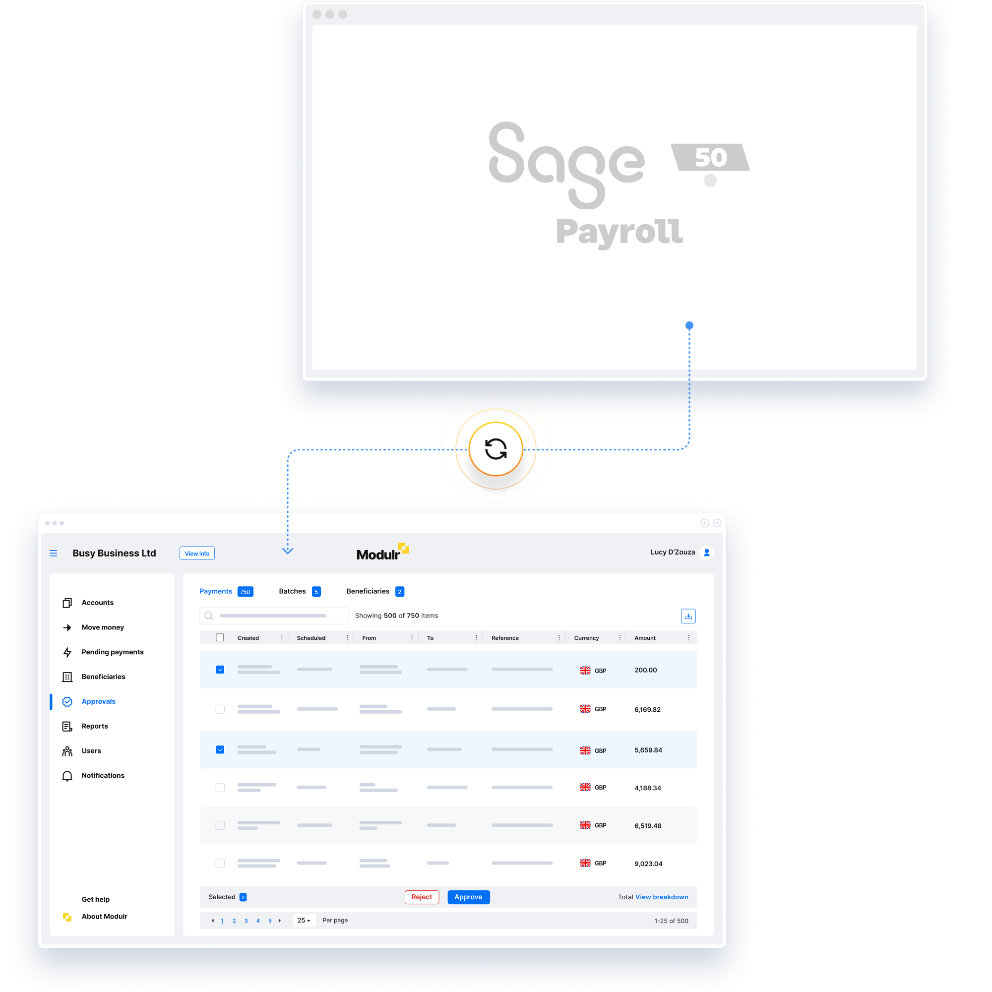 Modulr Sage 50 payroll integration